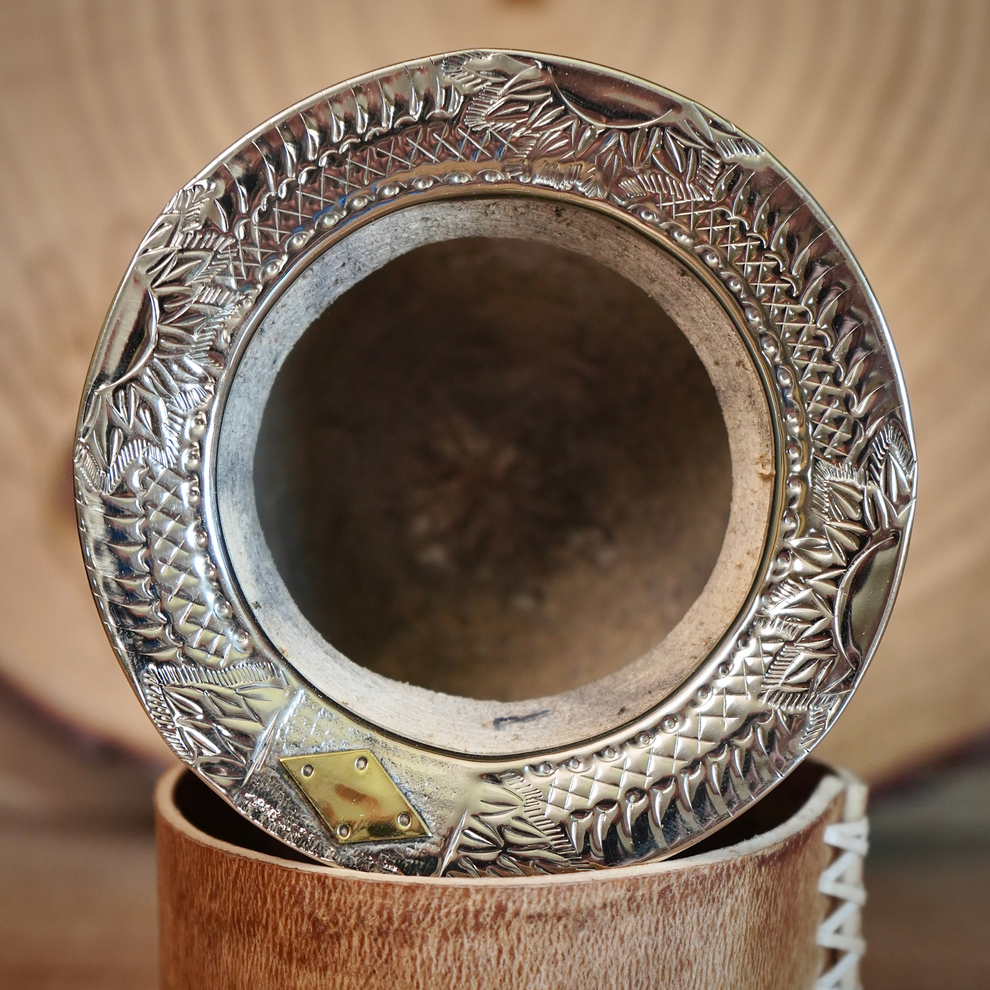 (LIMITED) Imperial Calabash Mate Gourd - Chiseled Rim, Natural Leather ...